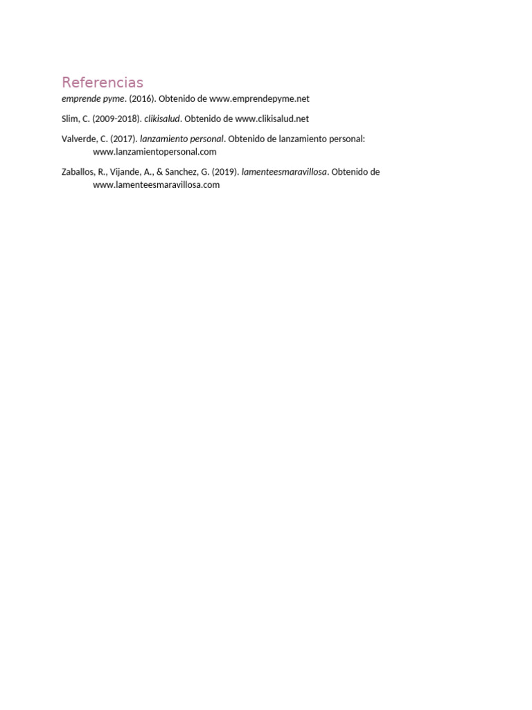 Referencias de Emprendimiento y Salud | PDF