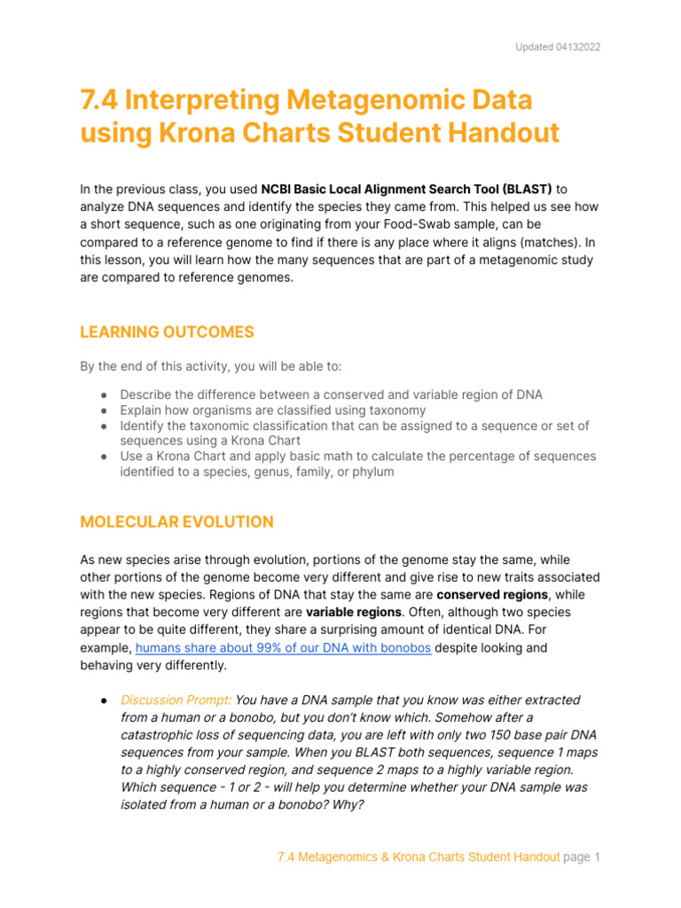 Metagenomics Analysis with Krona Charts | PDF | Dna Sequencing | Species