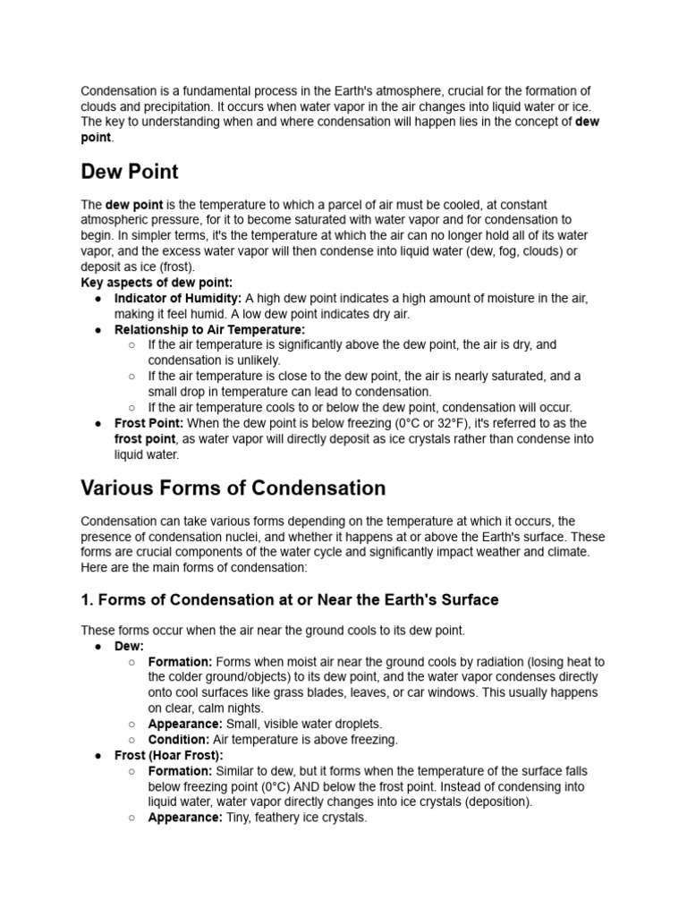 Understanding Dew Point and Condensation | PDF | Fog | Frost