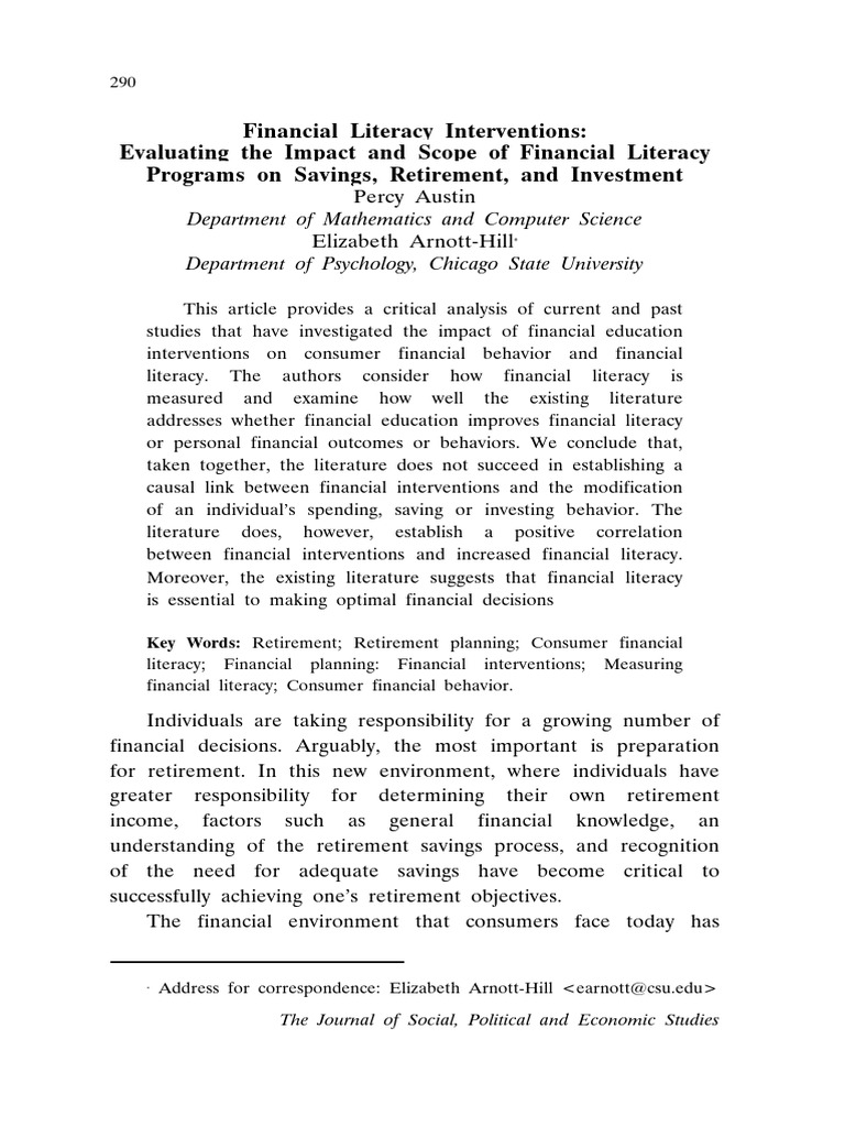 Financial Literacy Interventions - Evaluating The Impact and Scope of ...
