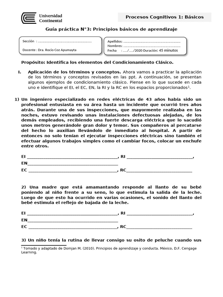 GUÍA Practica N°3 | PDF | Condicionamiento clásico | Sicología