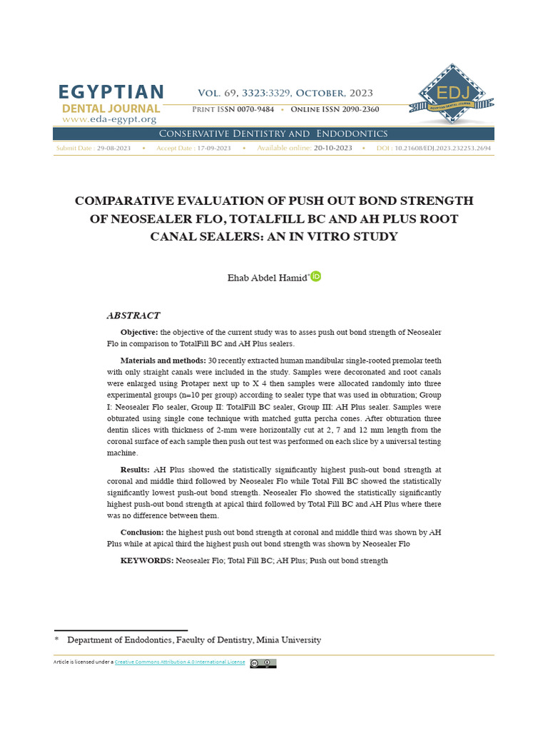 Comparative Evaluation of Push Out Bond Strength o | PDF