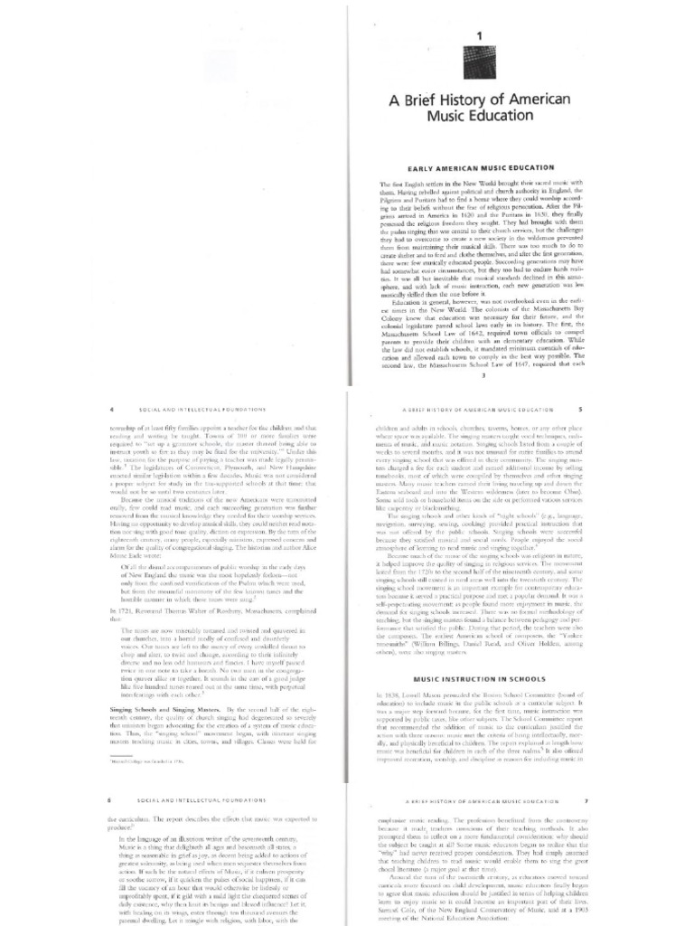 Chapter 1 - A Brief History of American Music Education | PDF