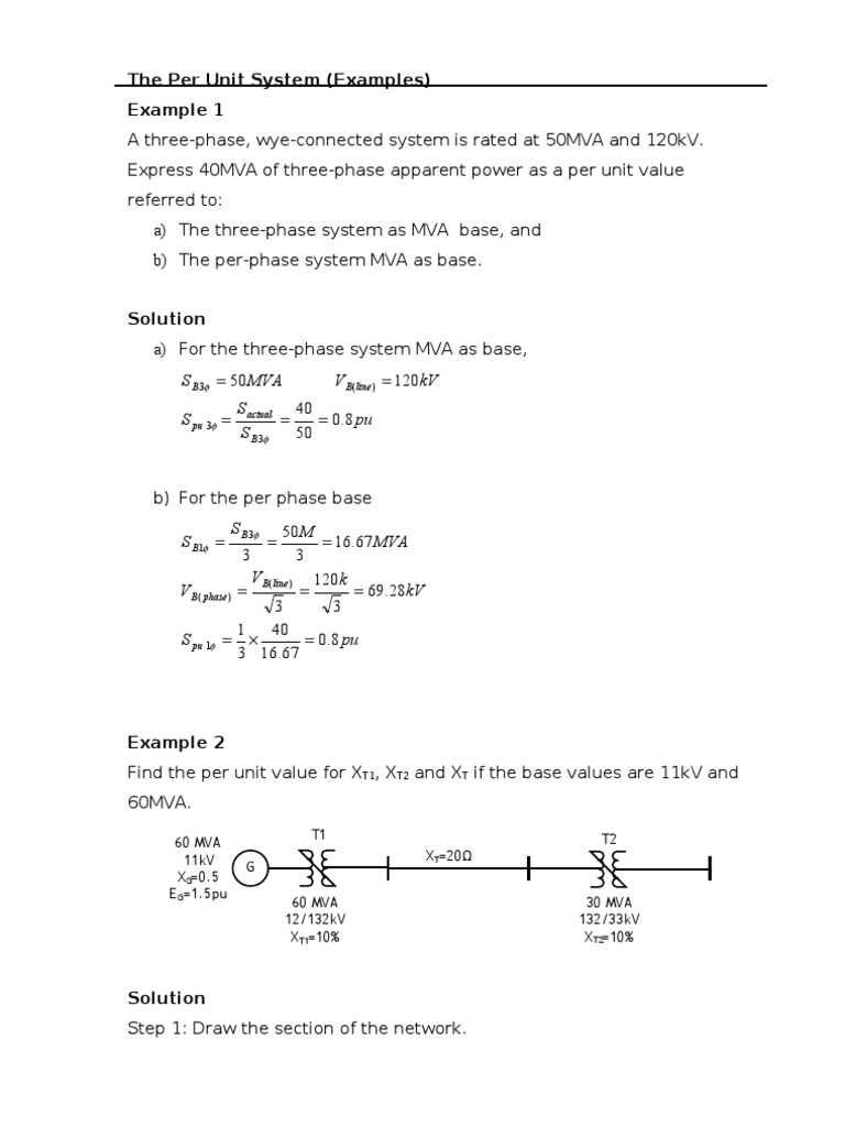 Per Unit +examples | PDF | Transformer | Electrical Impedance