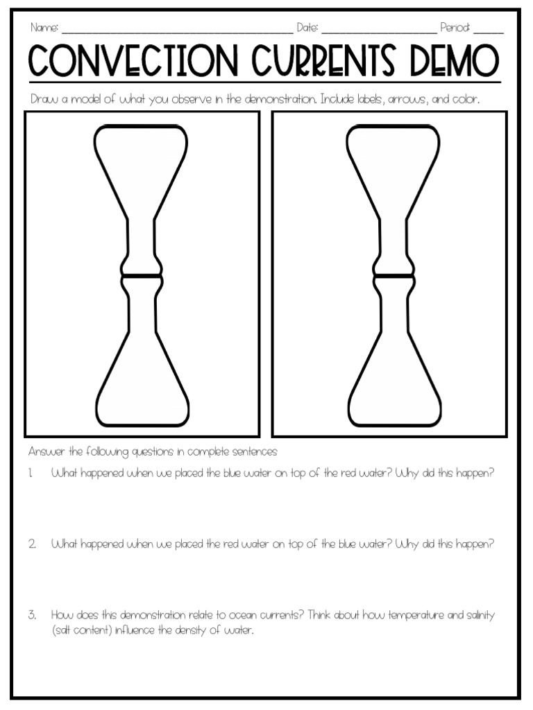 Convection Currents Demo: Draw A Model of What You Observe in The ...