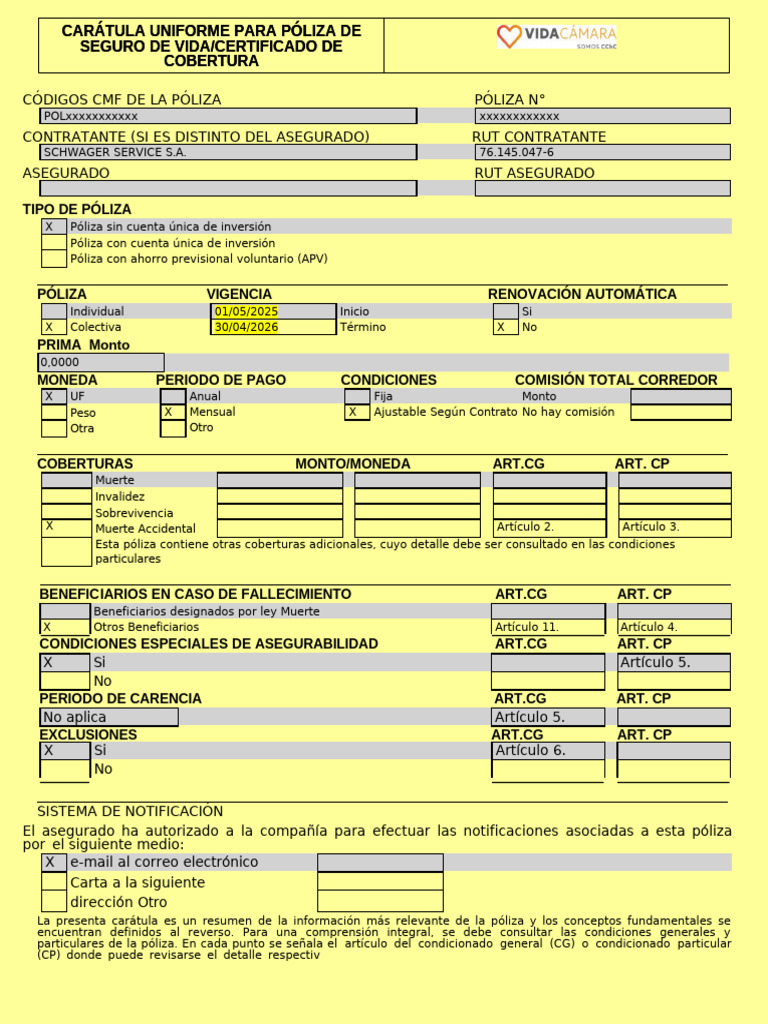 Informativo para Trabajador Seguro Vida Camara .. | PDF | Póliza de ...