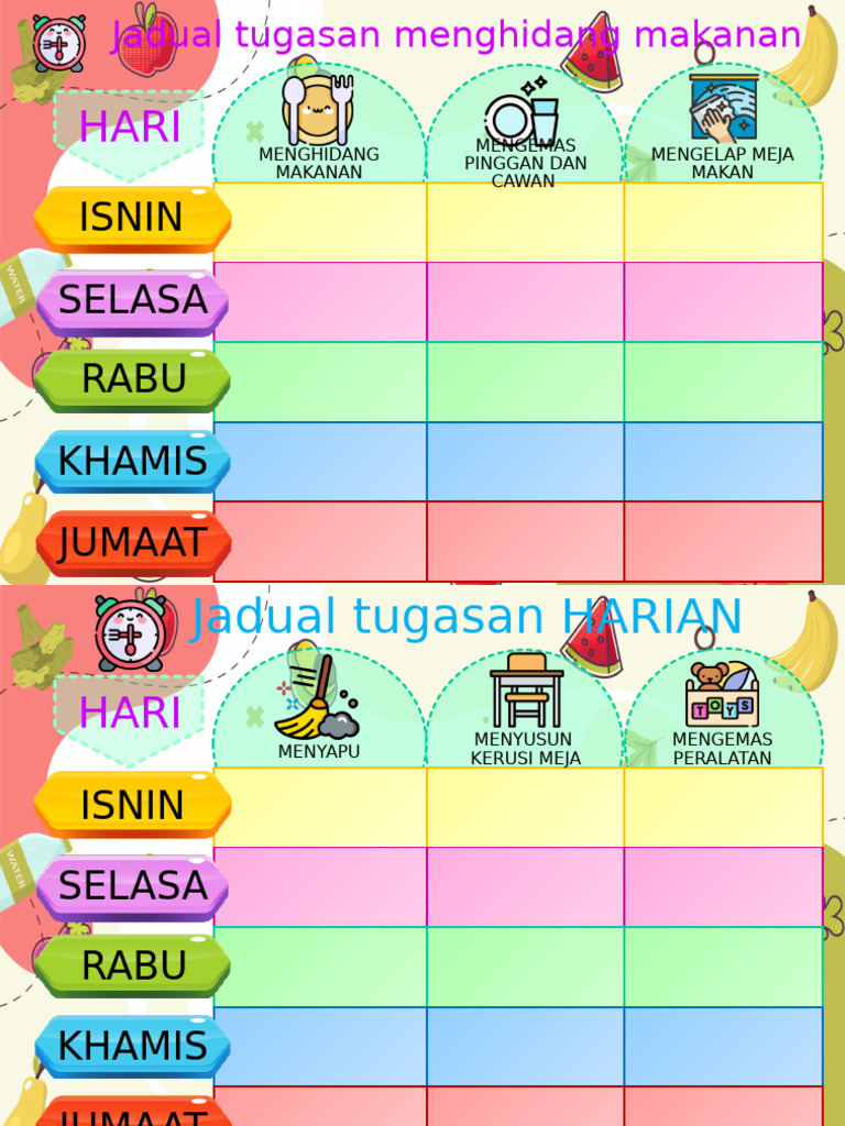 Jadual Tugasan Dan Menghidang | PDF