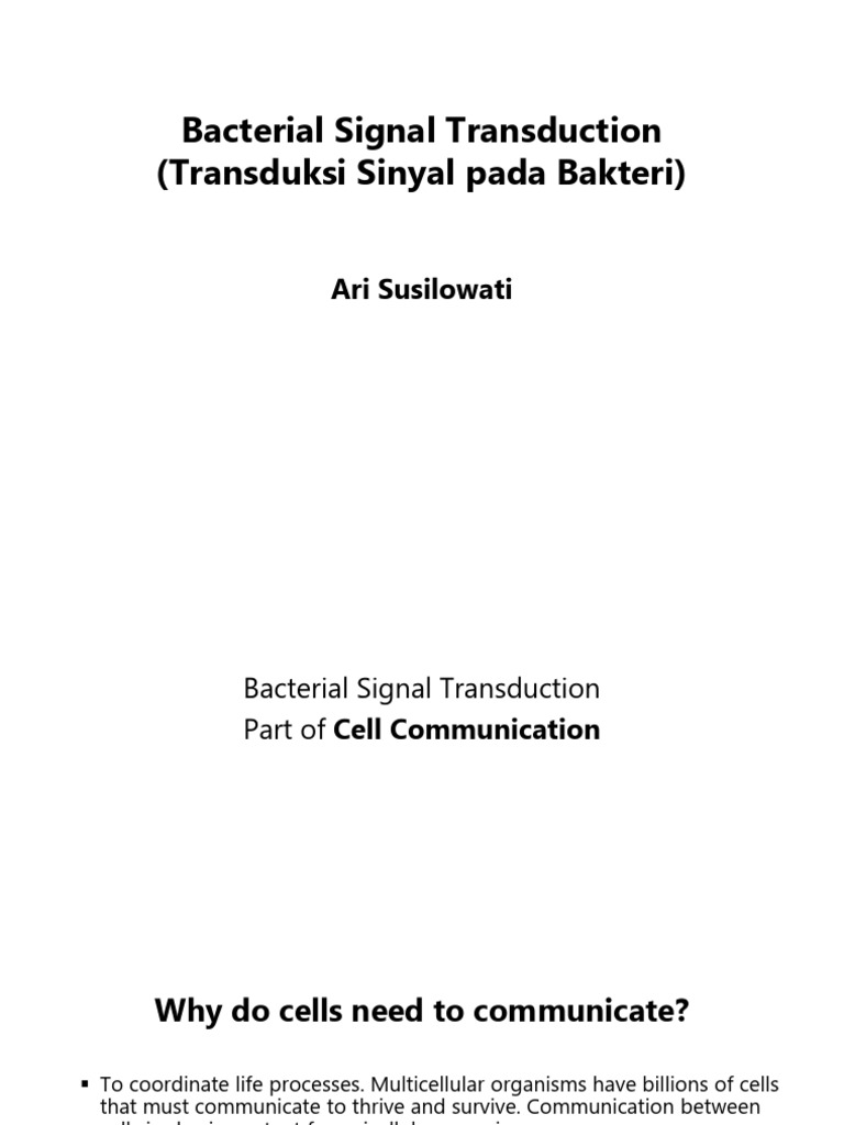 Presentasi 3. Bacterial Signal Transduction | PDF | Signal Transduction ...