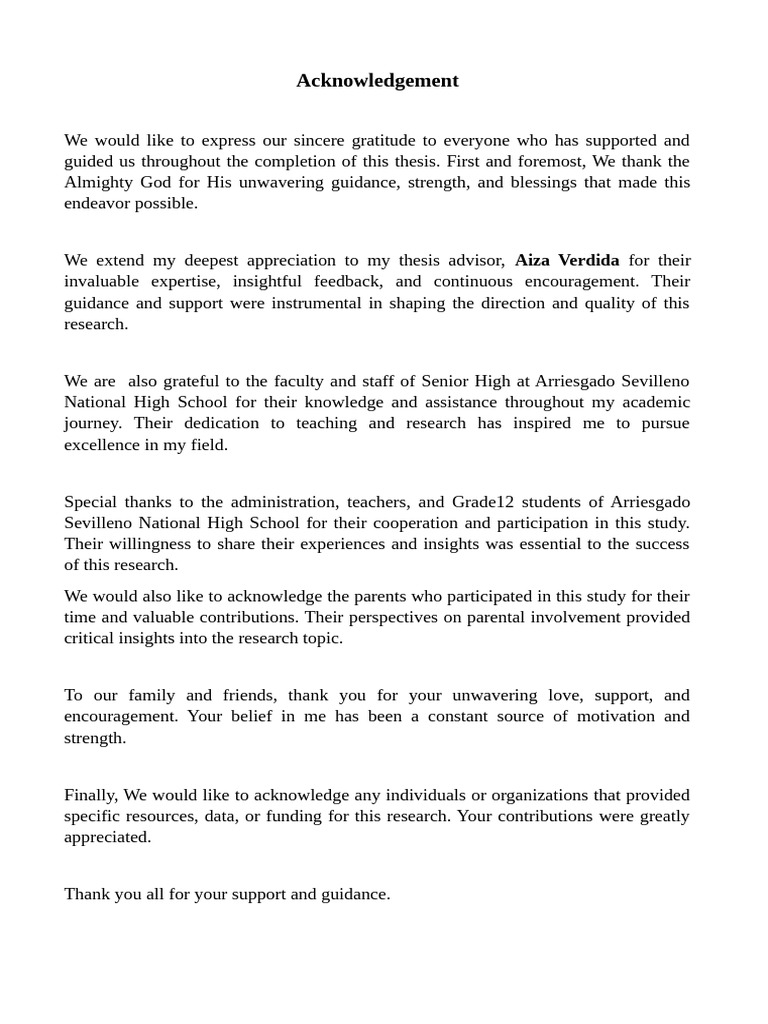 Thesis Acknowledgements and Gratitude | PDF