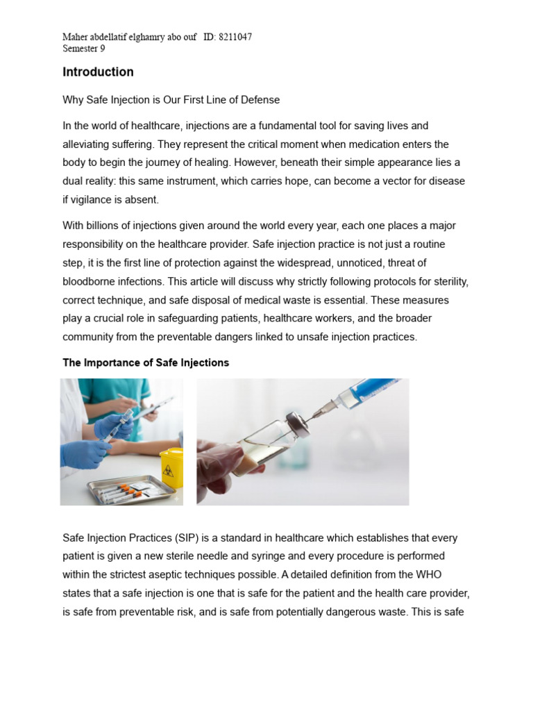 Safe Injections and Sharps Safety | PDF | Injection (Medicine) | Syringe
