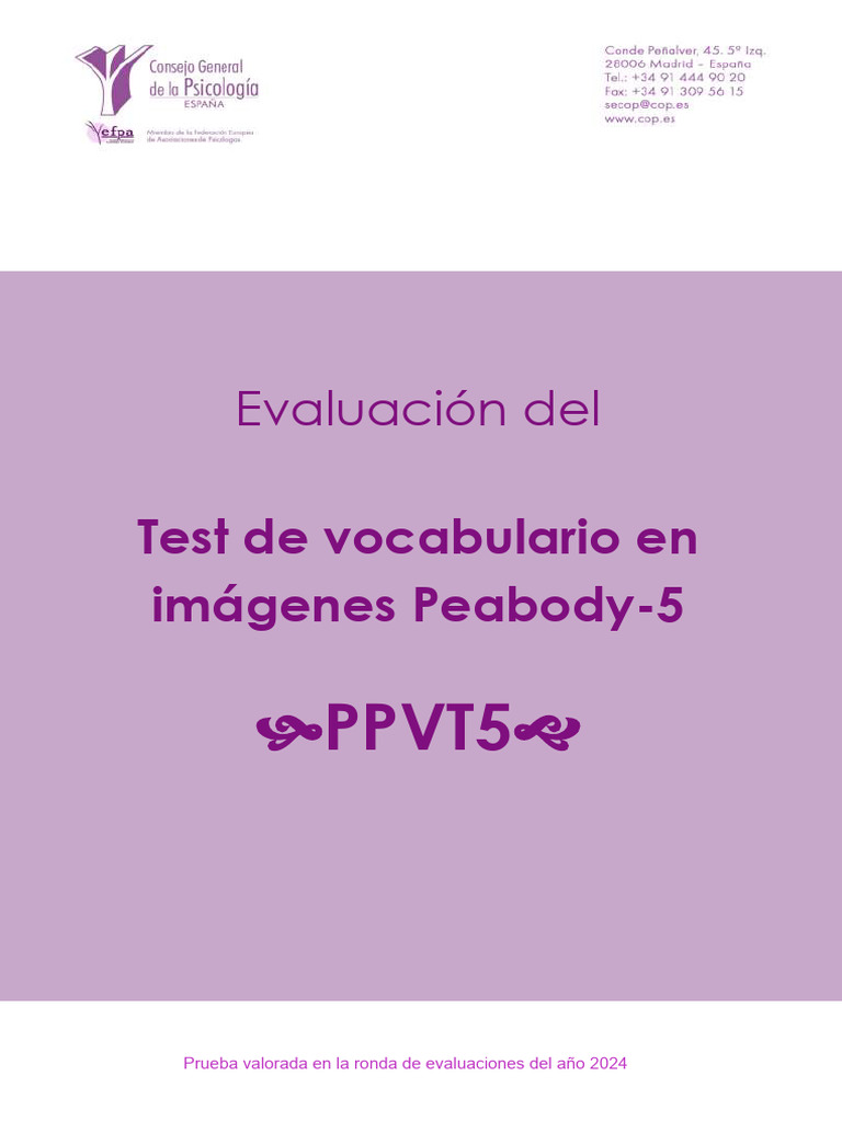 Evaluación del PPVT-5 en 2024 | PDF | Validez (Estadísticas) | Sicología