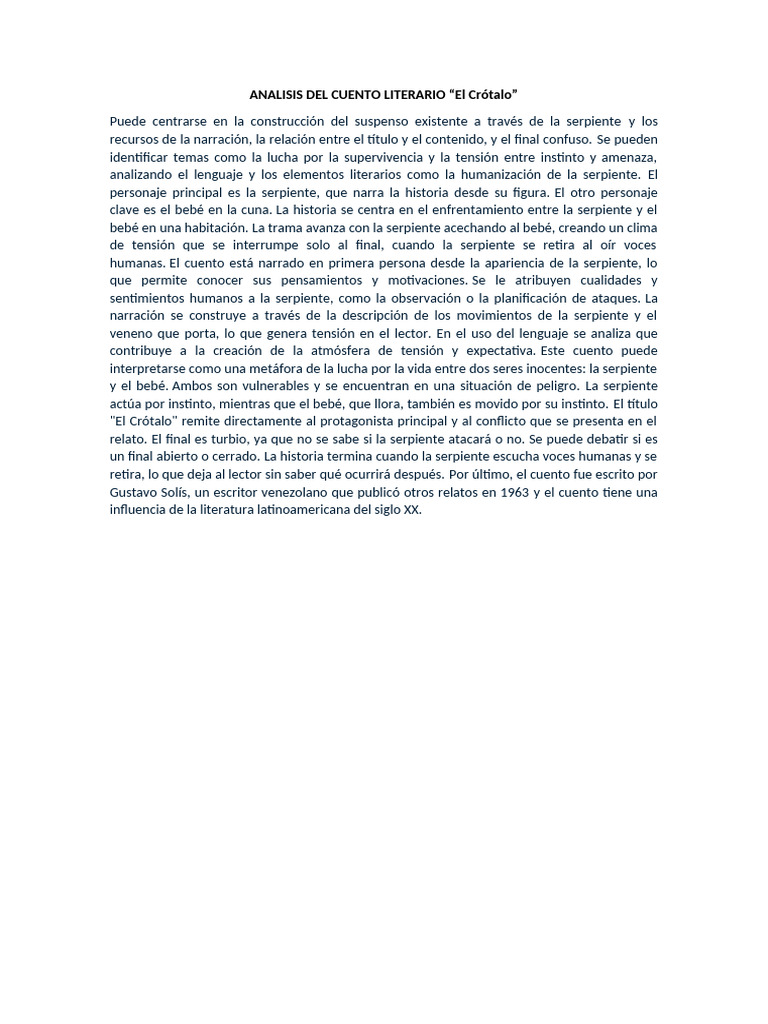 Analisis Del Cuento Literario | PDF