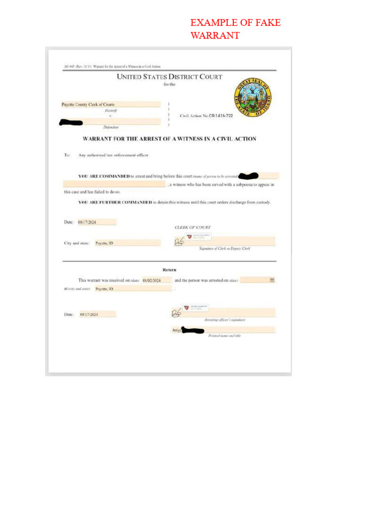 Example of Fake Warrant 11 12 2024 4 29 15 PM | PDF