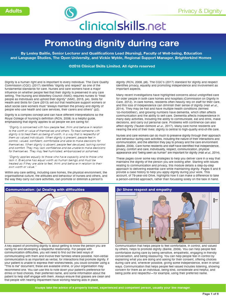 Adults Promoting Dignity of Adults p1 p6 | PDF | Privacy | Communication