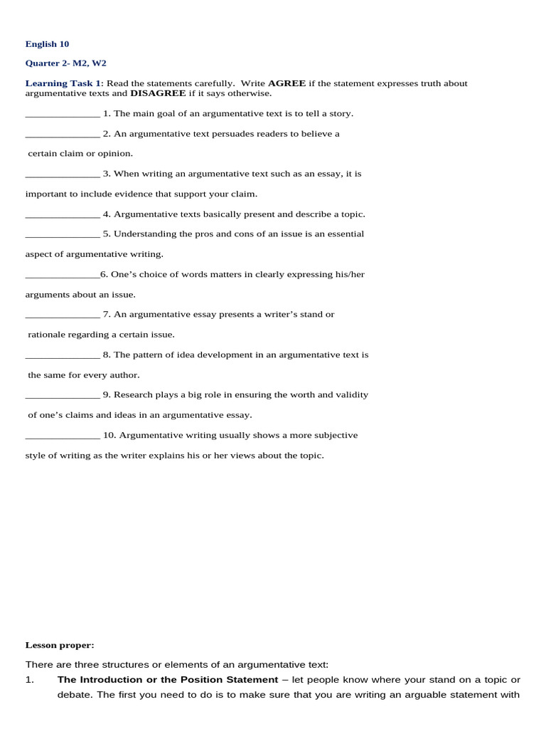 Q2 M3W3 Pre Activty Discussion | PDF | Argument | Essays