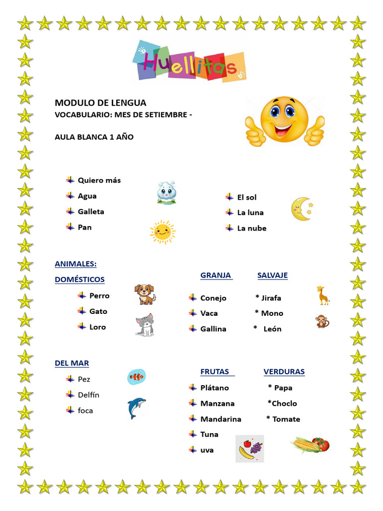 Vocabulario de septiembre para aula 1 | PDF