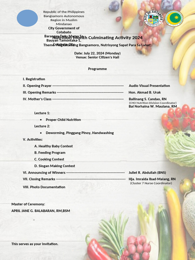 Tamontaka 1 Nutrition Activity | PDF