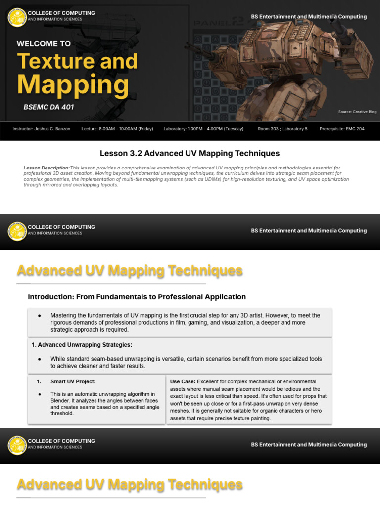 Lesson 3.2 Advanced UV Mapping Techniques | PDF | Texture Mapping | 3 D ...