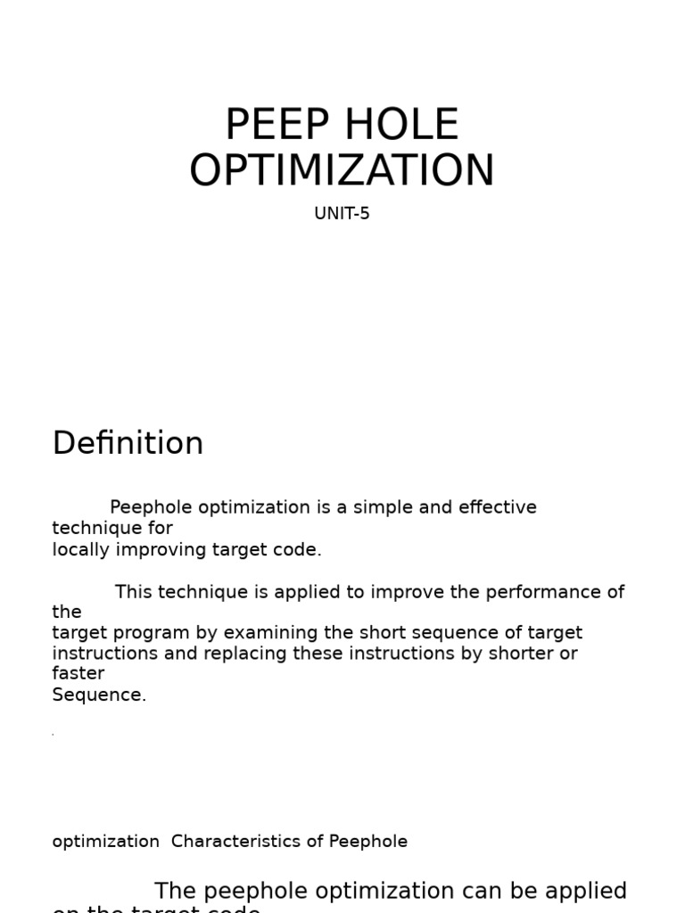 Peep Hole Optimization | PDF