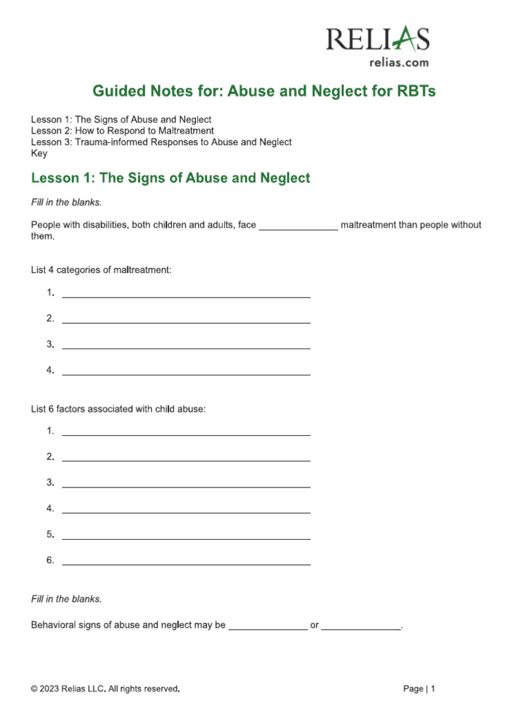 Abuse Neglect For RBTs | PDF