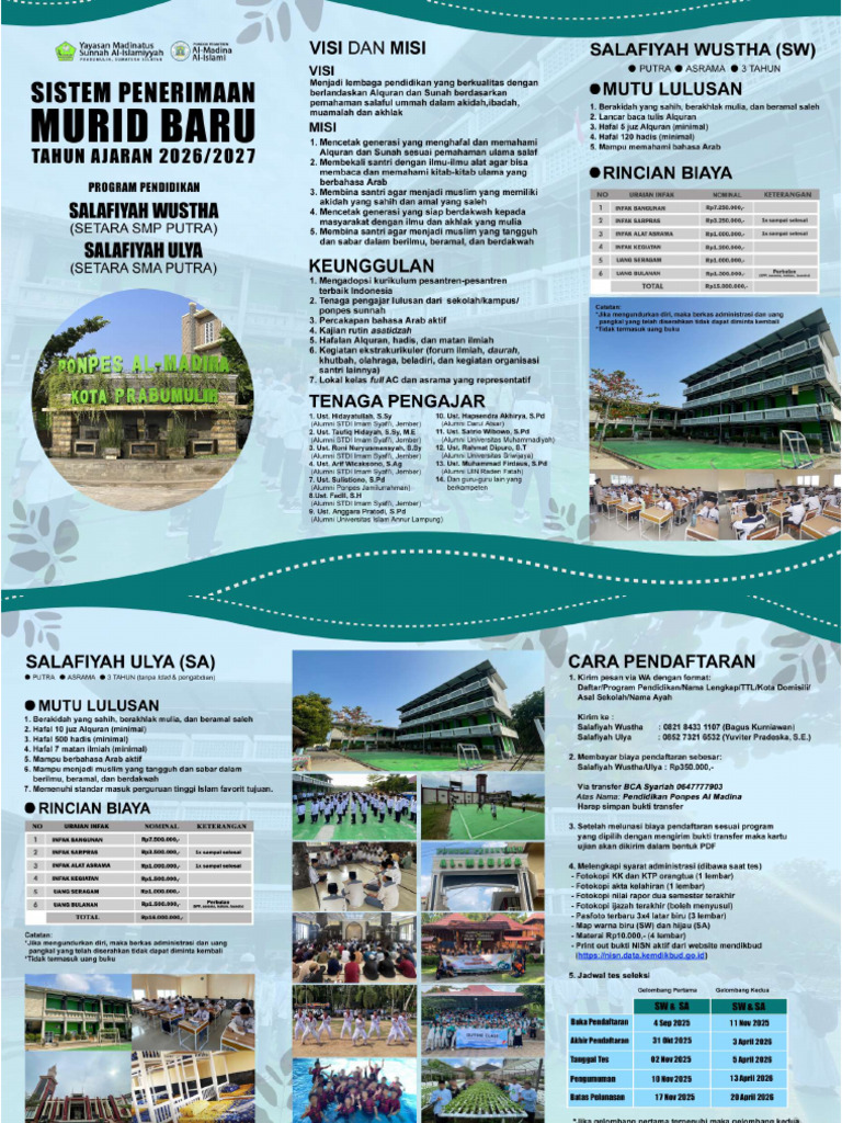 Brosur SPMB SW & Sa Ponpes Al-Madina | PDF