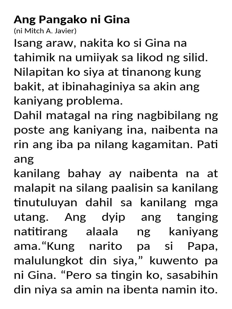Ang Pangako Ni Gina | PDF