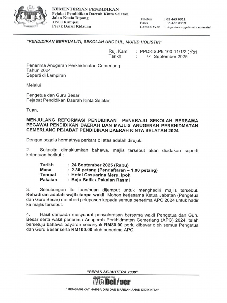 Majlis Anugerah Perkhidmatan Cemerlang (Apc) 2024 | PDF