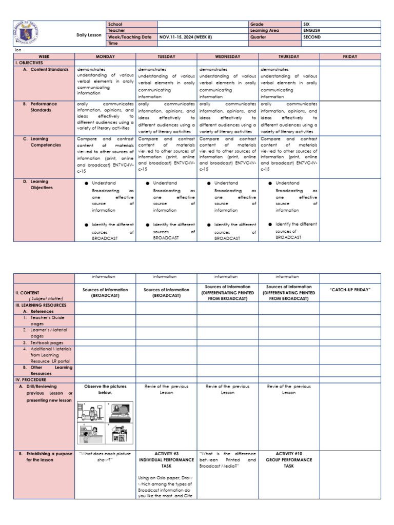 GR 6 English WK 8 QTR 2 | PDF | Information | Learning