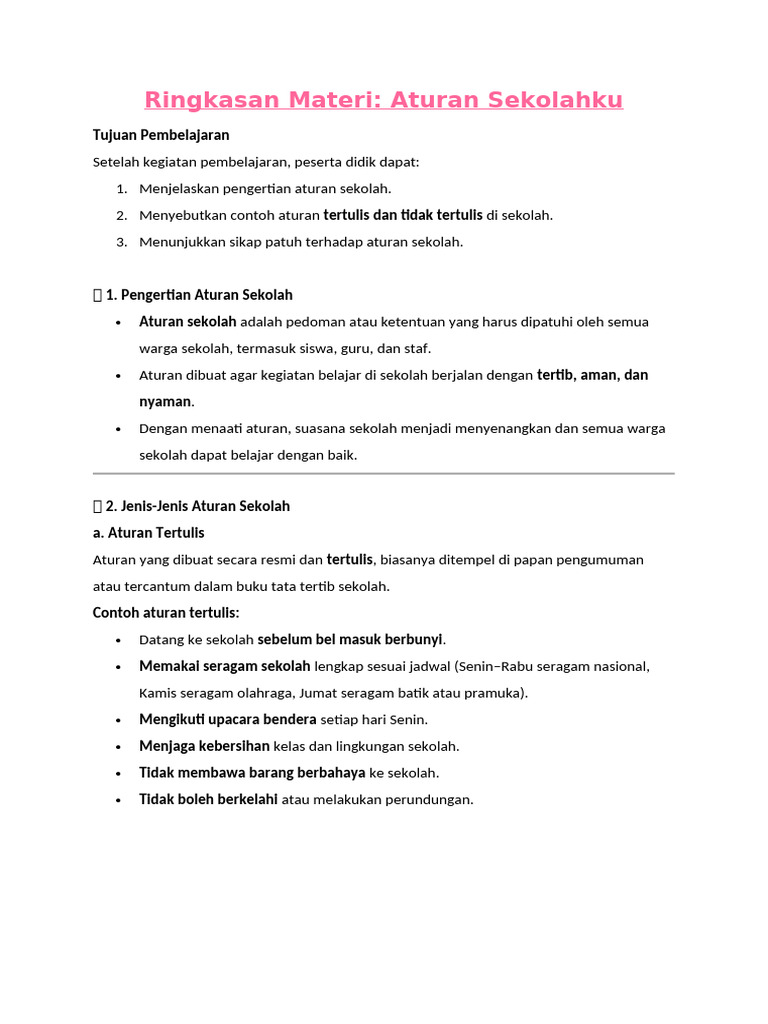 Aturan Sekolah untuk Kegiatan Tertib | PDF