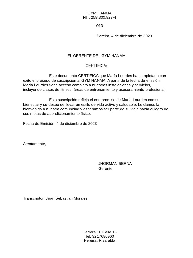 Certifica Juan Sebastián Morales | PDF
