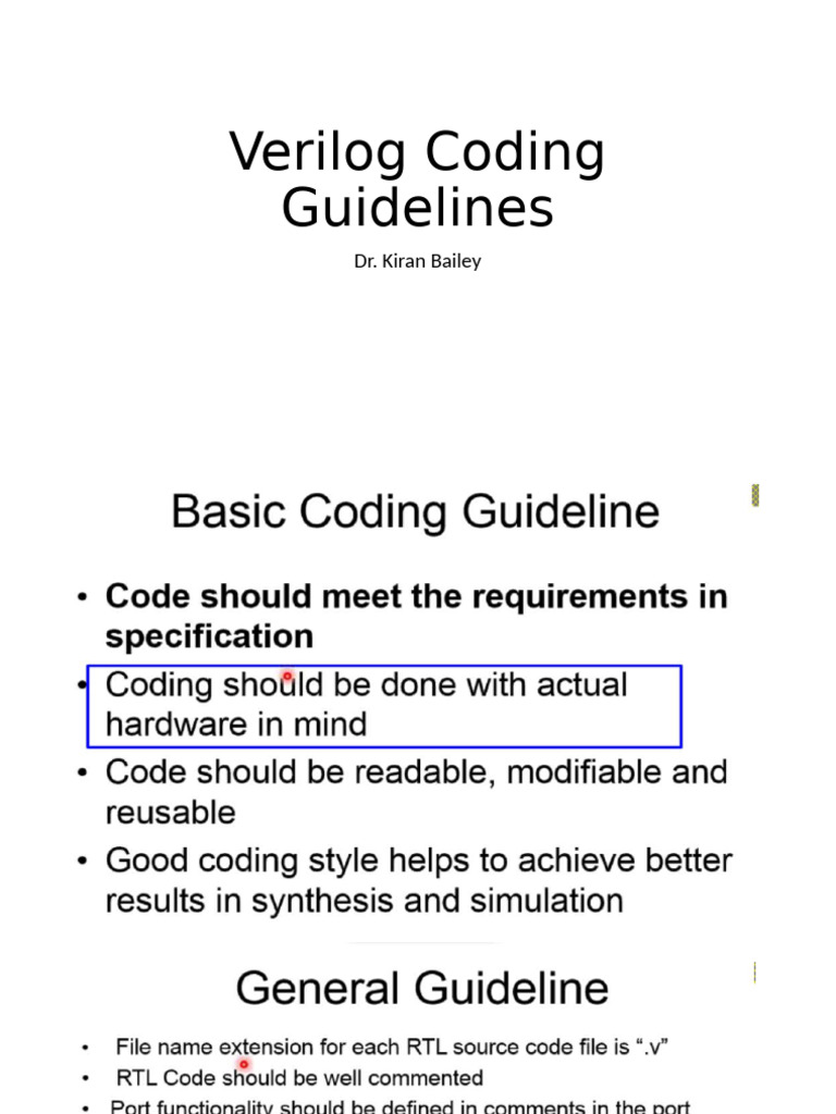 Verilog Coding Guidelines | PDF