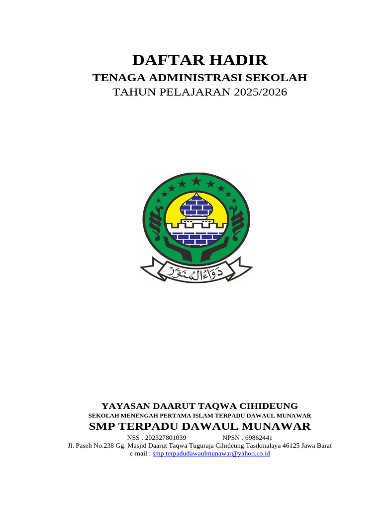 Cover Daftar Hadir Tas | PDF