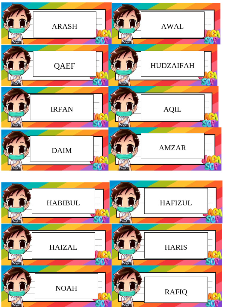 Label Meja Murid | PDF