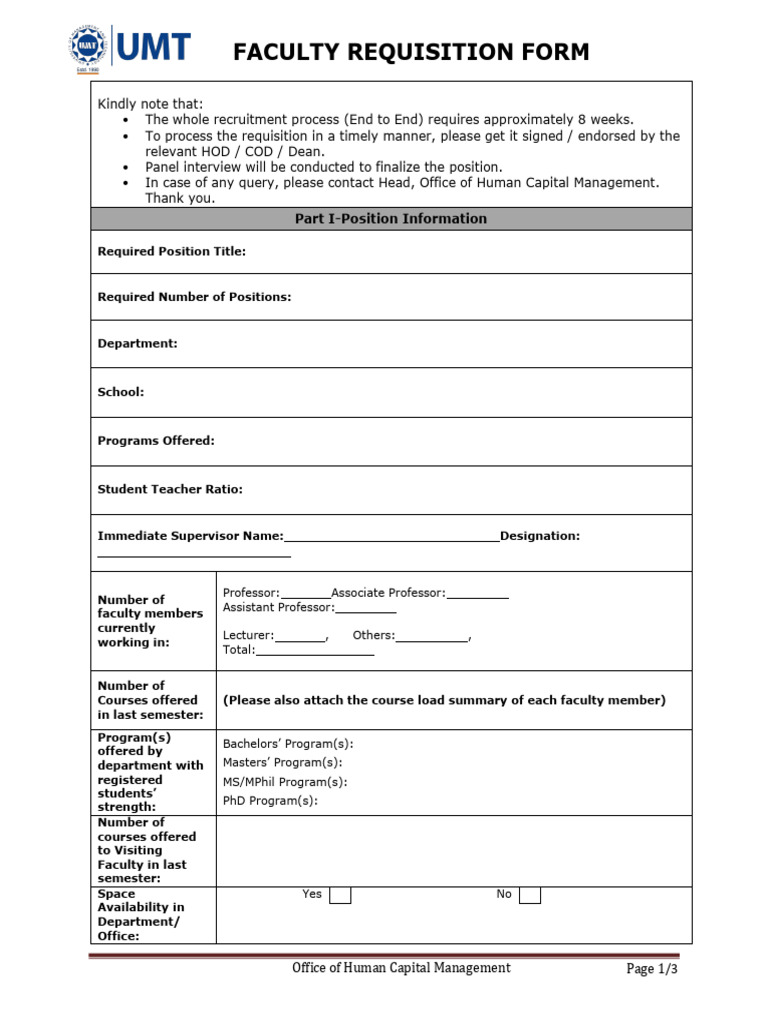 Faculty Requisition Form | PDF