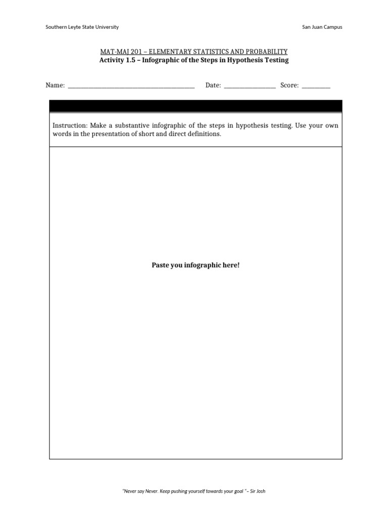 Activity 1.5 - Infographic of The Steps in Hypothesis Testing | PDF