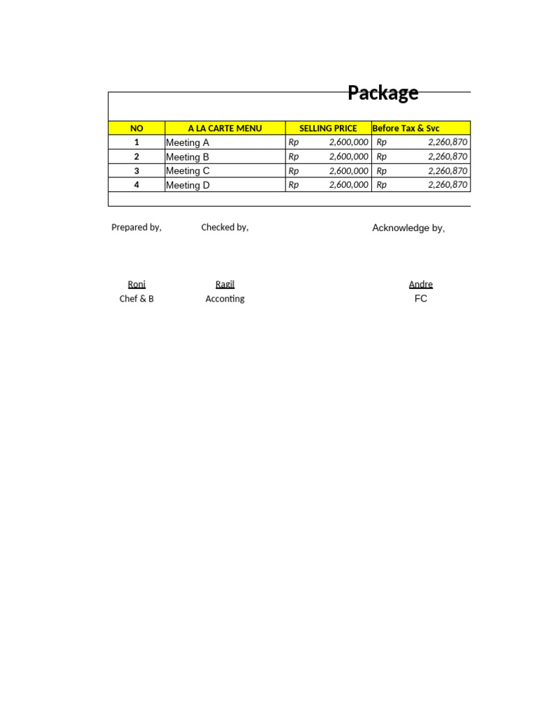 Meeting Package Pricing and Menu Costs | PDF | Indonesian Cuisine