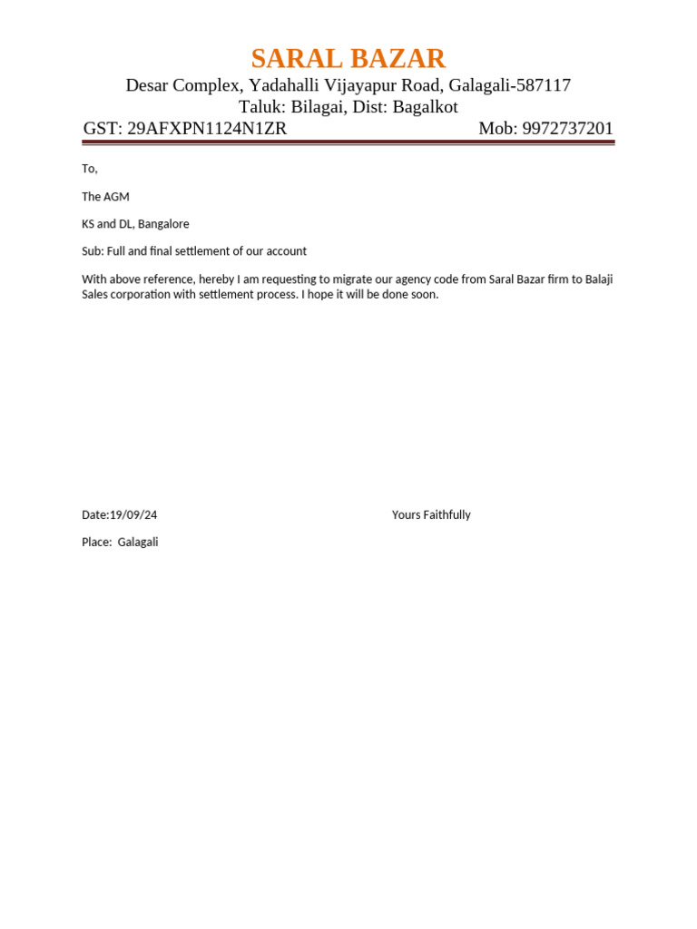 Saral Bazar Letter Head | PDF