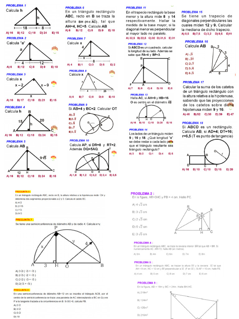 Relaciones Metricas en Triangulos Rectangulos - G2 | PDF