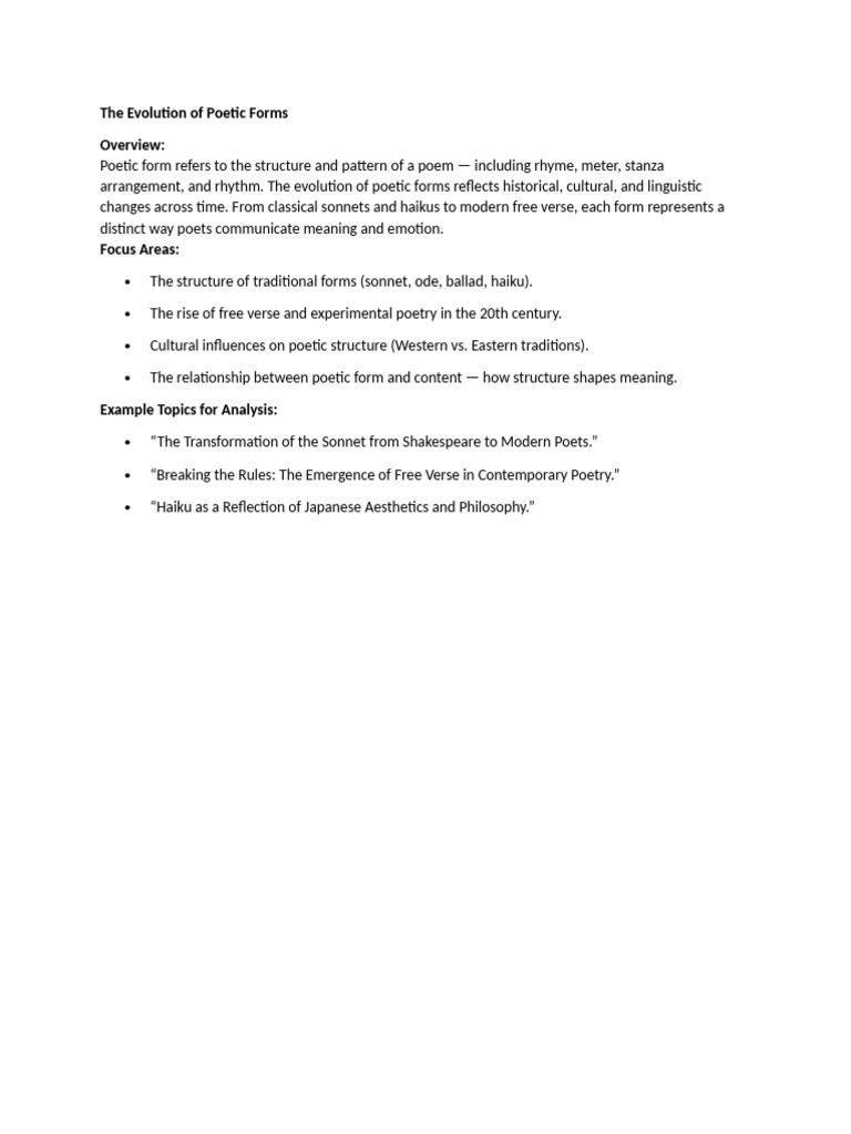 The Evolution of Poetic Forms | PDF
