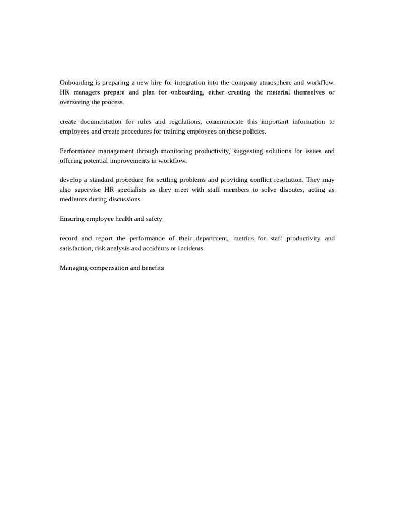 HR Manager Duties | PDF