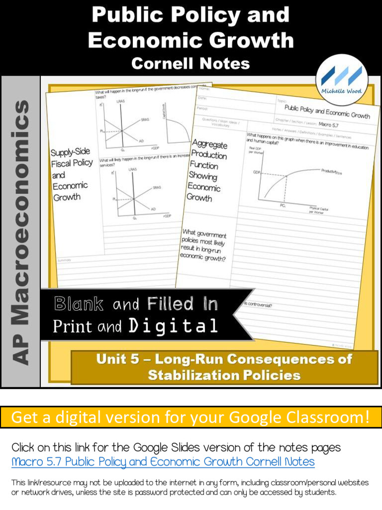 7 AP Macro 5 7 Public Policy and Economic Growth Cornell Notes Print ...