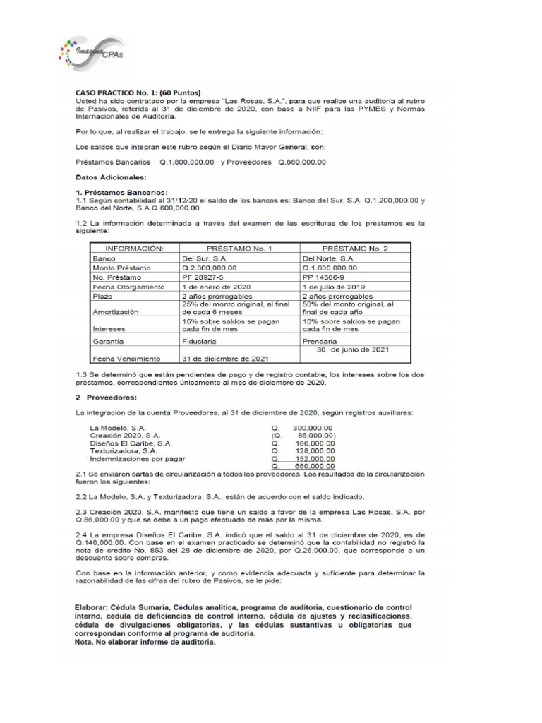 Enunciado Pasivos Corrientes y No Corrientes | PDF