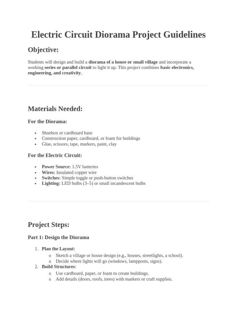 Electric Circuit Diorama Project Guide | PDF | Series And Parallel ...