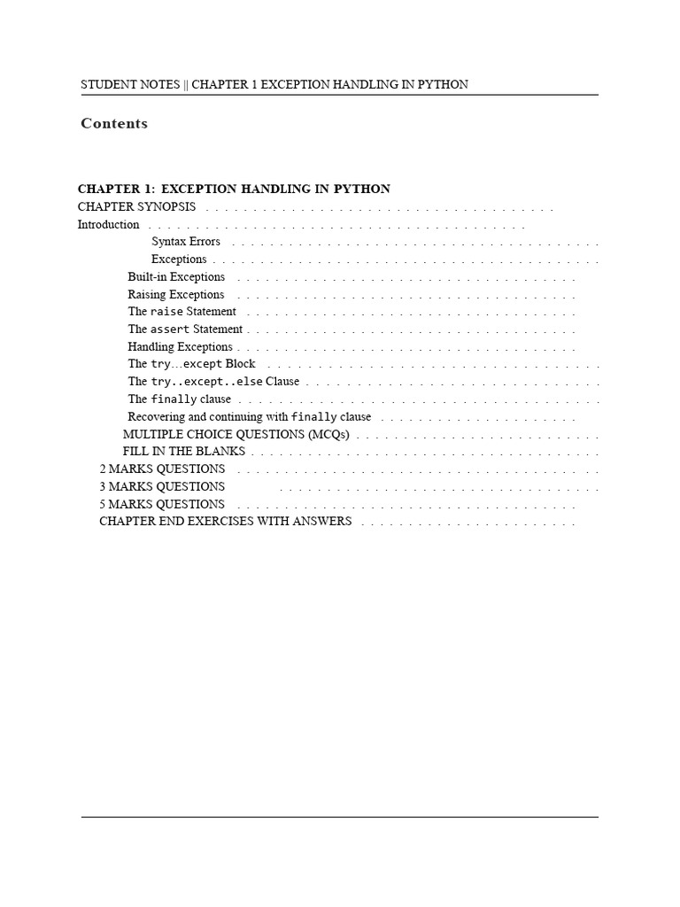 Chapter 1 Exception Handling In Python 033134 Pdf Computer Program 9278