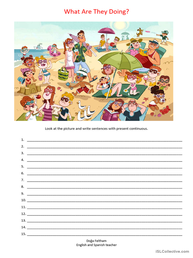Crazy Things at The Beach (Present Continuous) - Image With Activity | PDF