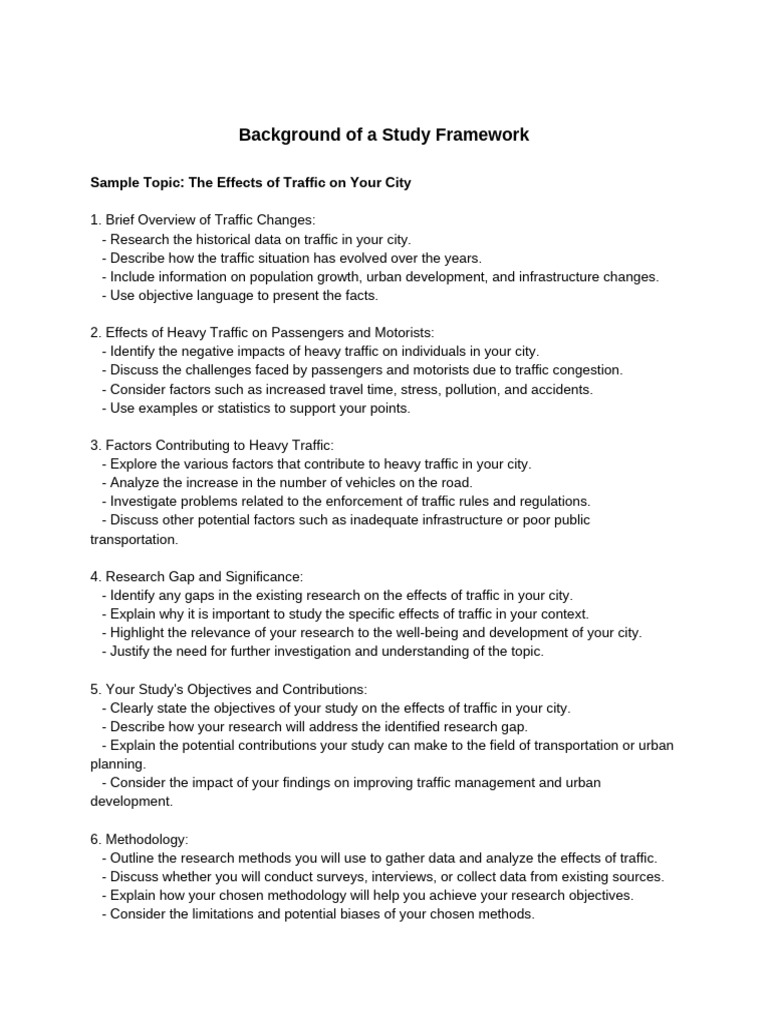 Background of The Study Framework | PDF | Methodology | Traffic