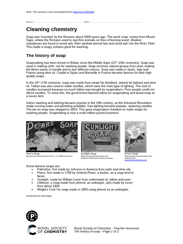 History and Chemistry of Soap | PDF | Soap