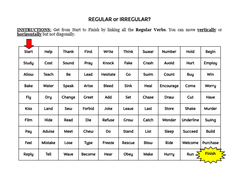 Regular Verbs Maze - Exercise | PDF