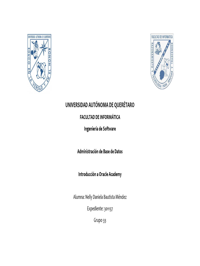 Actividad 1.introducción A Oracle Academy - NellyBautista | PDF | Bases de datos | Oracle ...