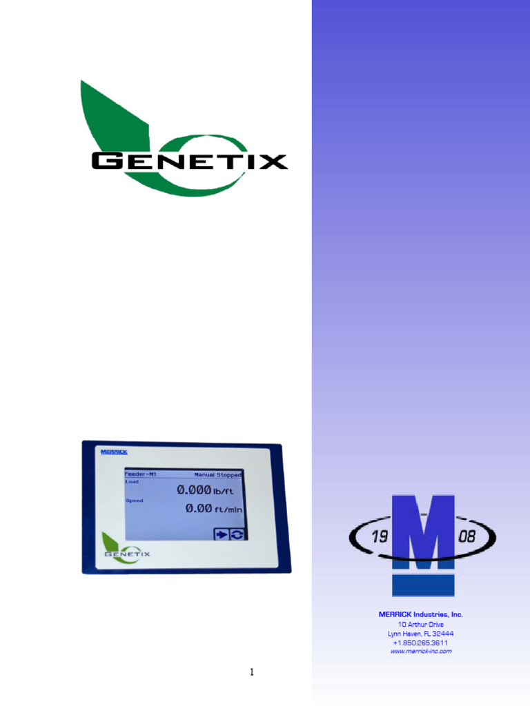Manual de Operación Genetix de MERRICK | PDF | Contraseña | Pantalla táctil